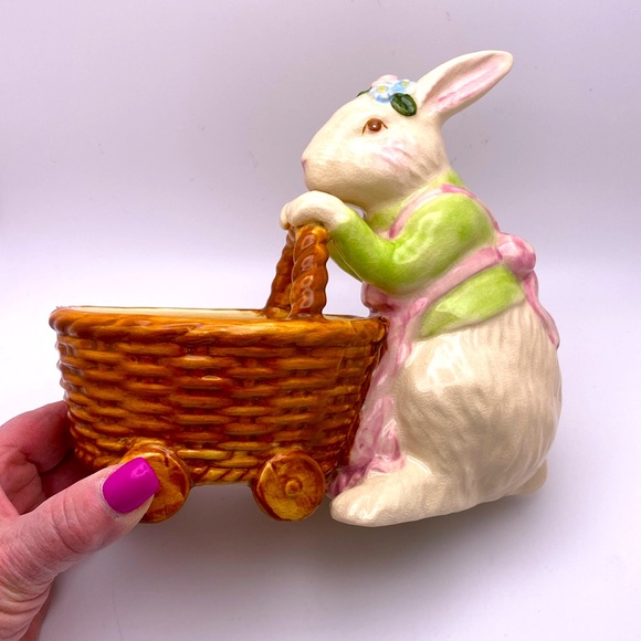 Accents | Ceramic Bunny Planter Vintage Crazing Consistent With Age Euc ...